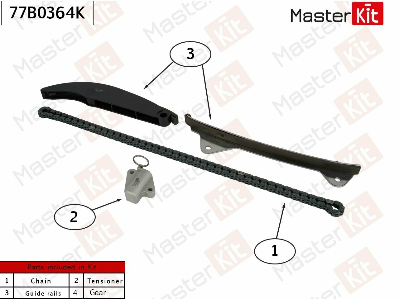 Комплект цепи ГРМ HYUNDAI/KIA G4NH-5 MasterKit 77B0364K