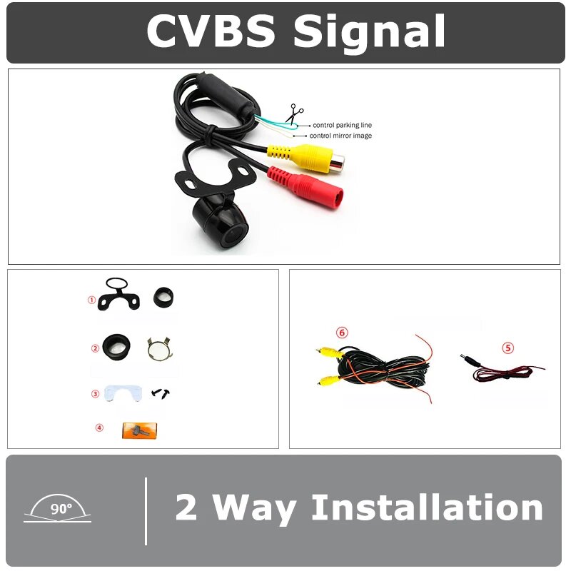 ANSHILONG Автомобильная HD-видеокамера переднего вида, водонепроницаемый широкоугольный CVBS