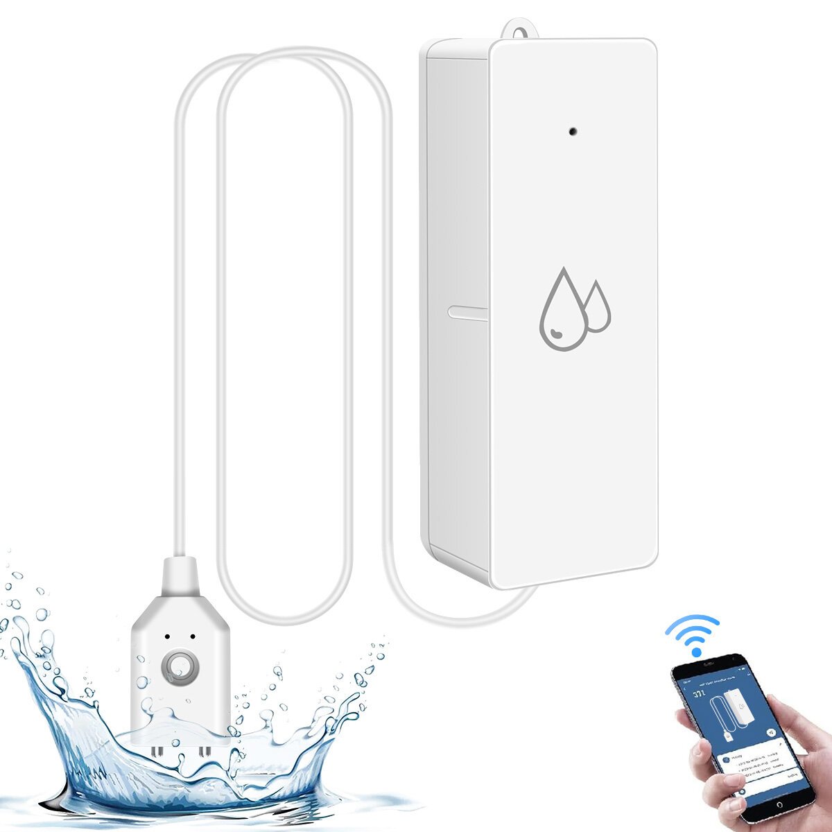 WiFi Smart Water Leak Sensor, белый, для обнаружения попадания воды в определенные зоны. Обеспечивает оповещения и поддерживает автоматическое управление на основе сценариев.