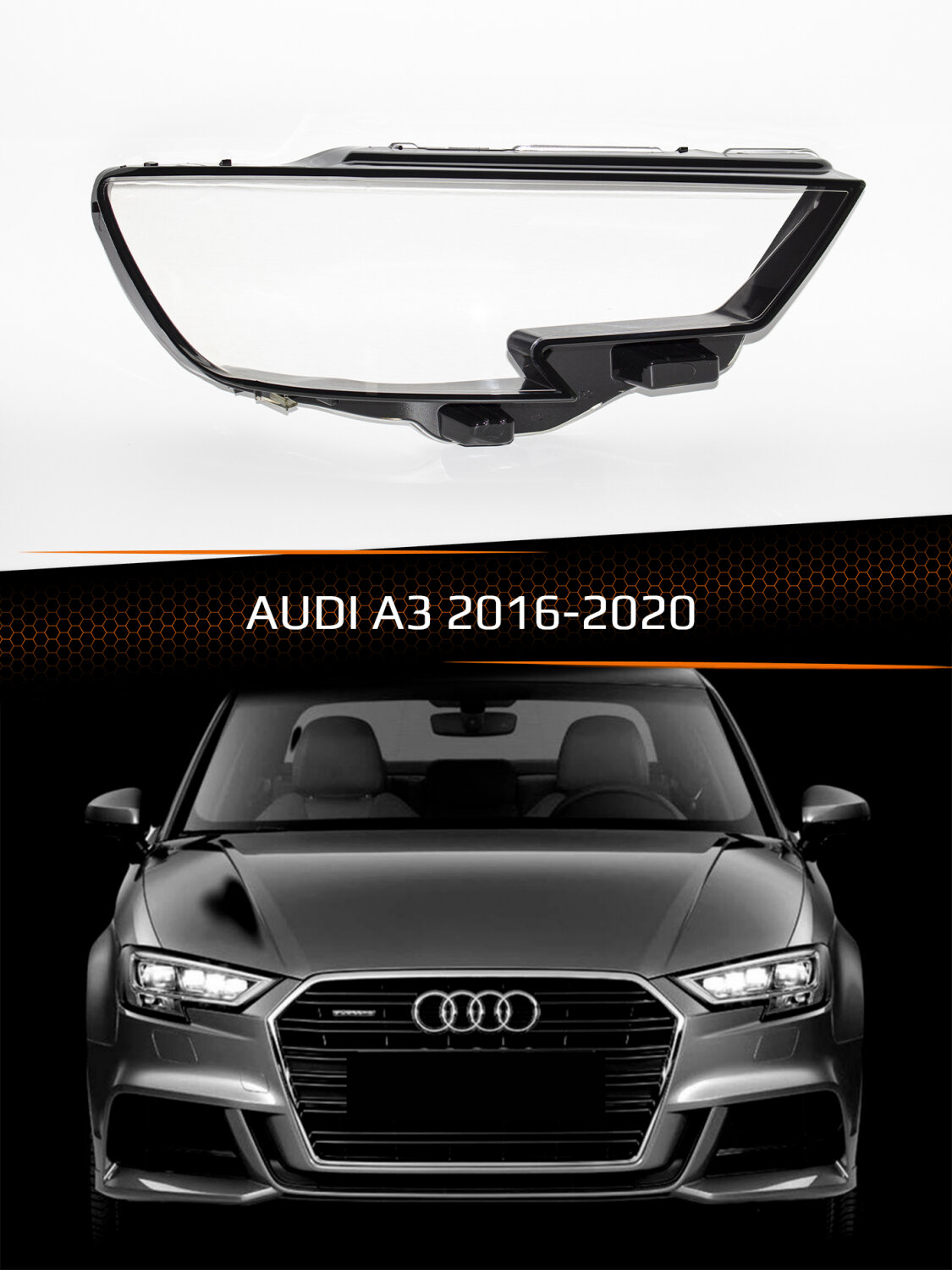 Стекло фары AUDI A3 (2016-2020) рестайлинг (правое)