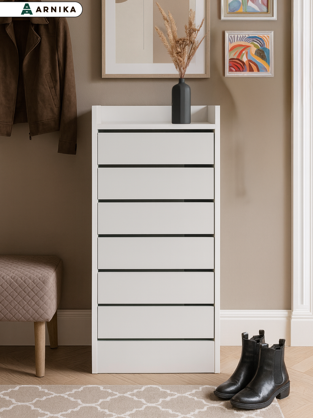 Обувница тэкс Ямайка ЯПТ-1, белая, с ящиком, 45см, высота 112см