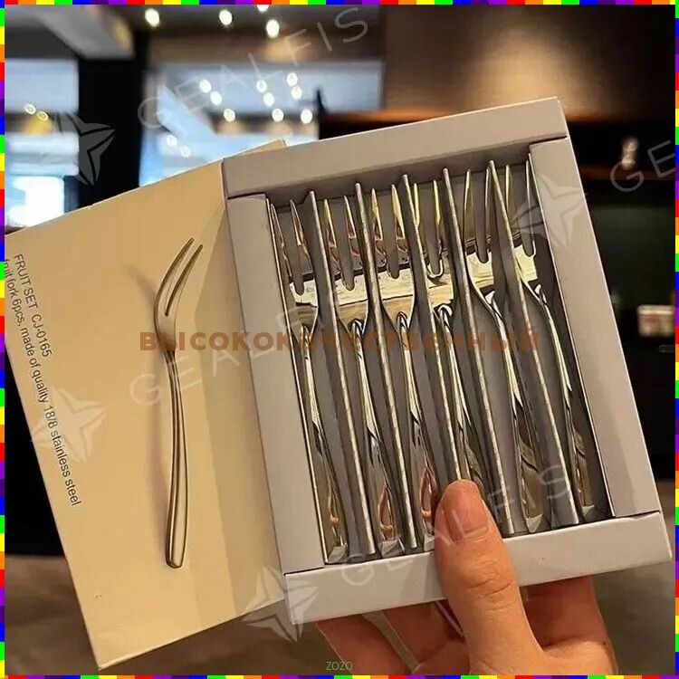 Набор из 6 стальных двухзубых вилочек длиной 13 см для фруктов, сыров, овощей и десертов