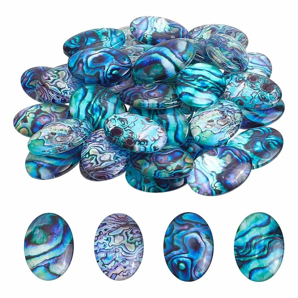 50 кабошонов Lampwork овальной формы, разноцветные, 25x18x5 мм