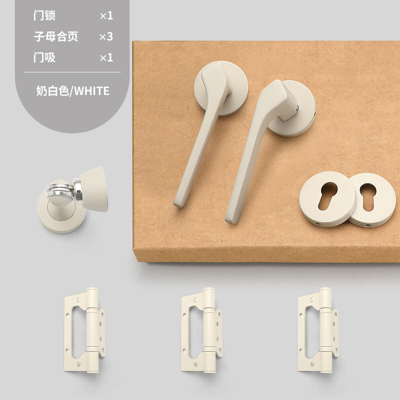 Молочно-белый дверной замок универсальный для внутренней двери спальни, дверной замок с разделенным магнитным бесшумным замком, ручка для деревянной двери