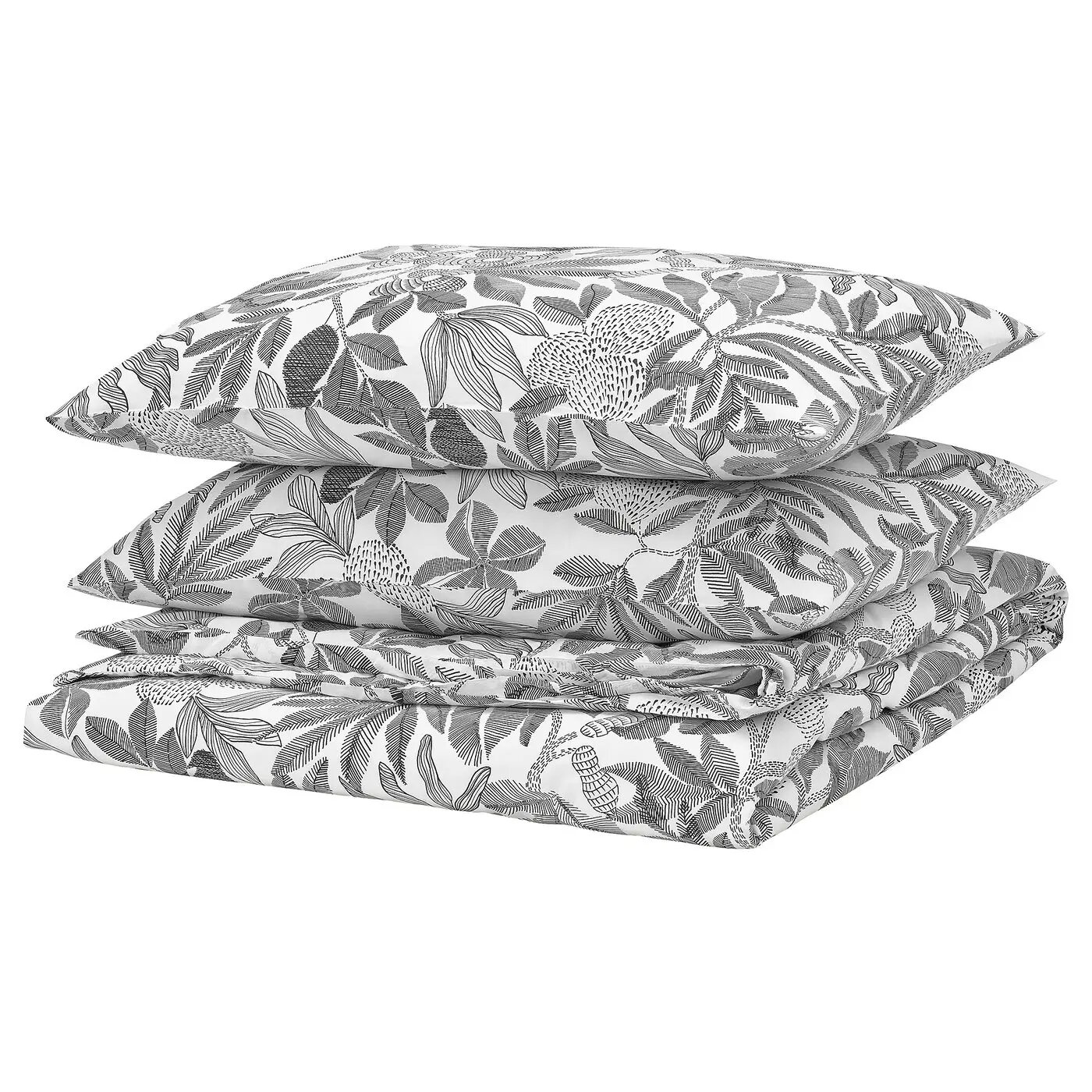 Чехол для одеяла BROKDRACENA и 2 подушкиночки, белый/черный, 200x230/50x80 см