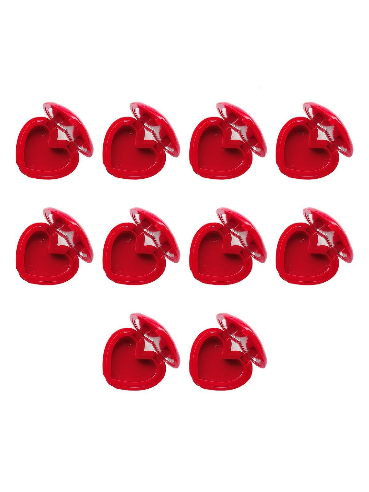 Футляр для губной помады в форме сердца из 10 предметов с зеркалом-красный