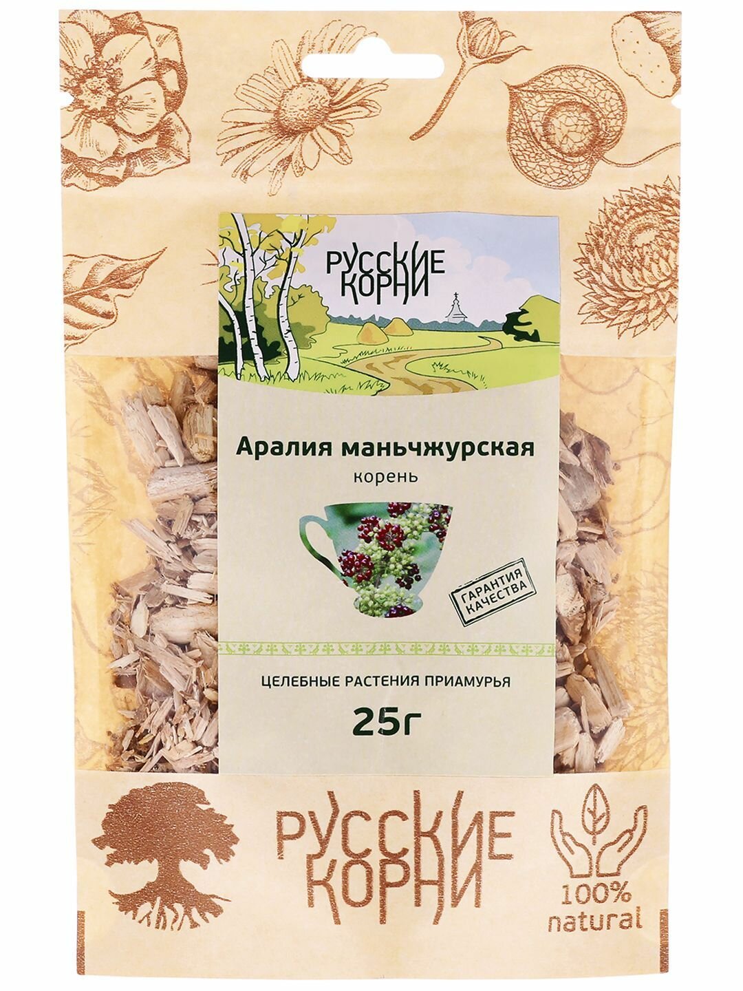 Русские Корни / Аралия маньчжурская (корень) 25 гр. / Гипотония, стрессы, импотенция