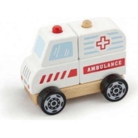 Машина "Скорая помощь" в коробке сборная машина: платформа с колесами,2 штырька,4 блока VIGA 50204