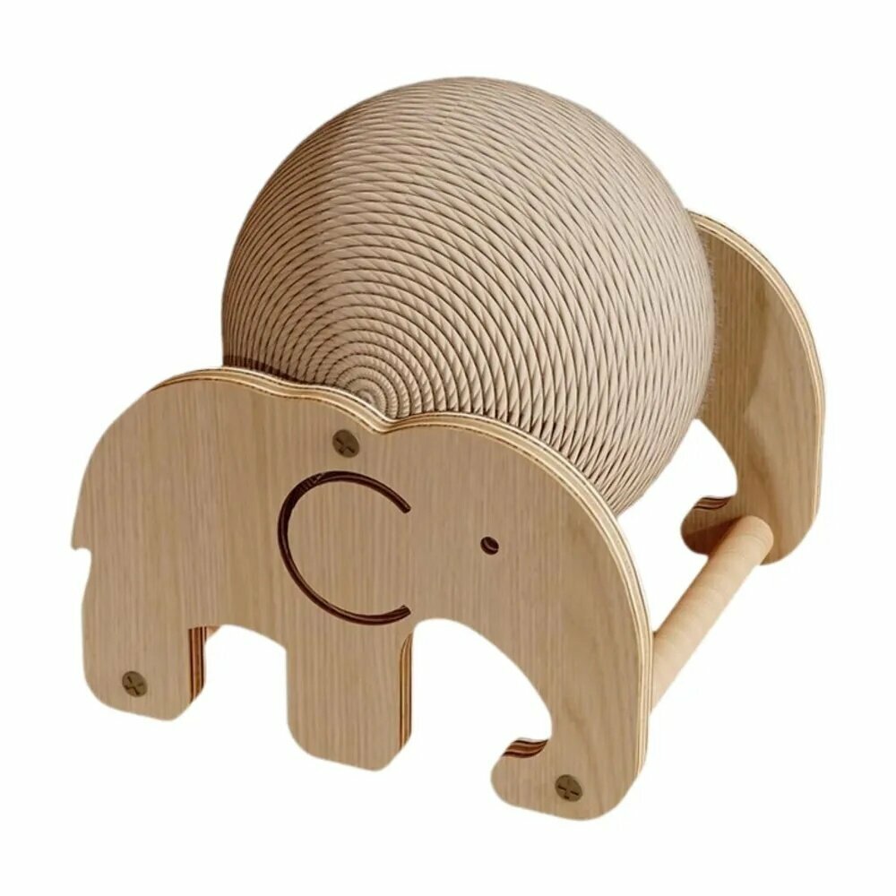 Когтеточка для кроликов сизалевый шар на деревянной подставке, интерактивная игрушка для мелких животных