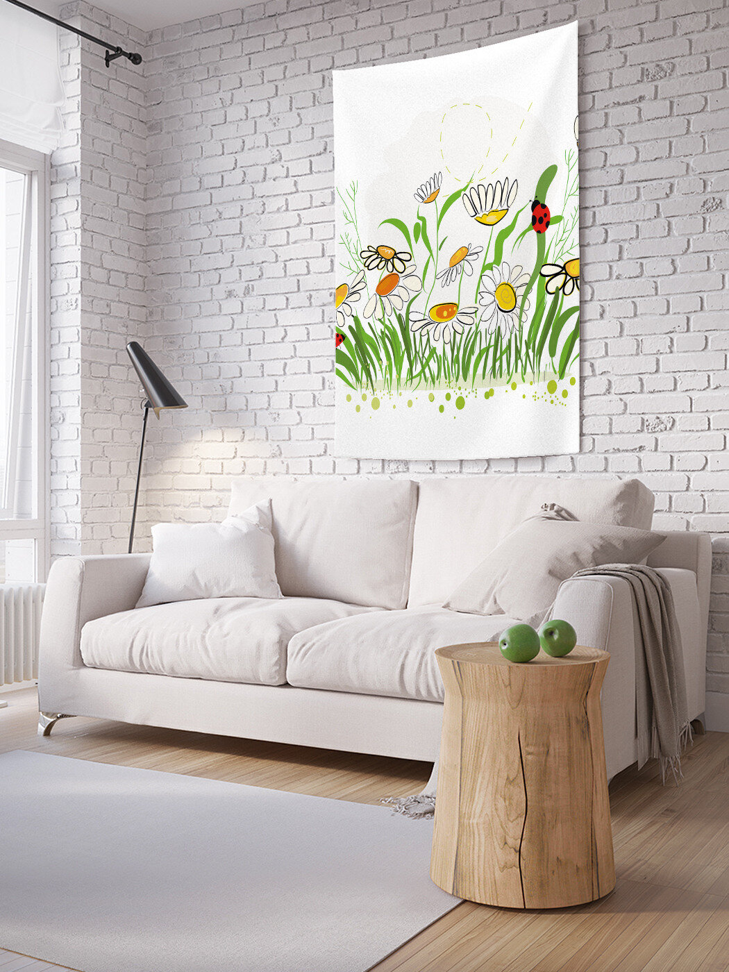 Вертикальное фотопанно на стену JoyArty "Ромашковое поле", из ткани, 100х150 см