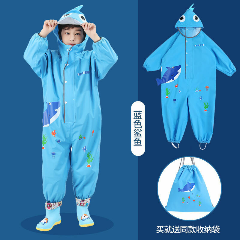 Детский дождевик-комбинезон для мальчиков и девочек, детский сад, анти-сильный дождь, пончо, школьная дождевая экипировка, комплект дождевика и дождевых штанов