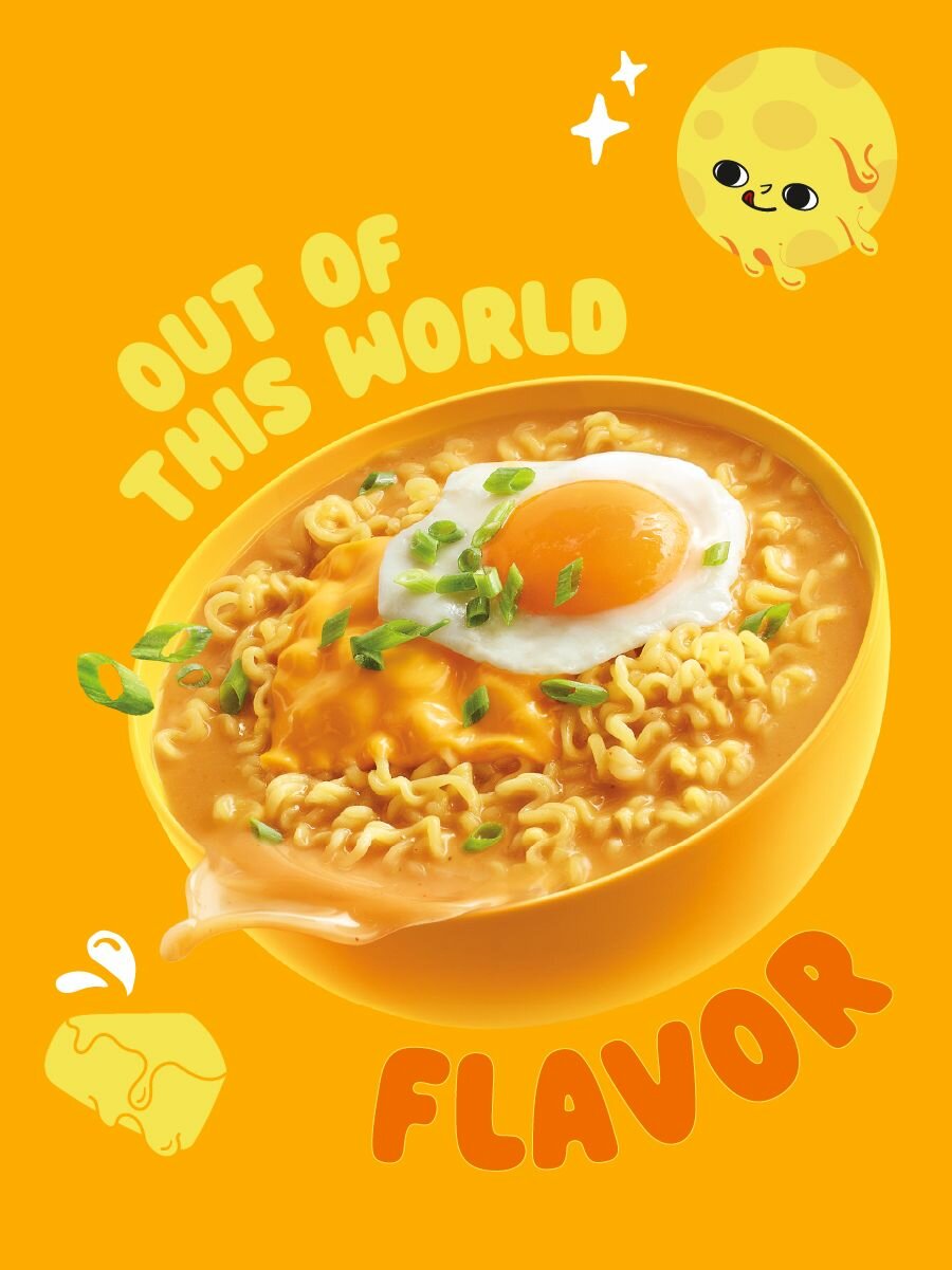 Набор лапши со вкусом сыра чеддер Ottogi Cheesy Ramen, 4 шт.