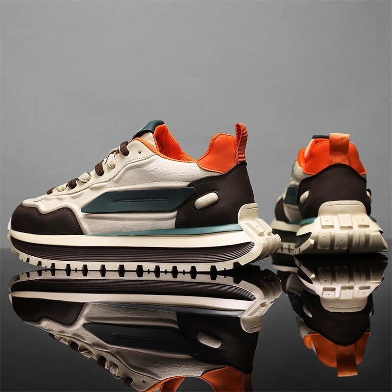 LUO Обувь мужская Летняя для молодежи Сетчатая толстая подошва/Brown-orange