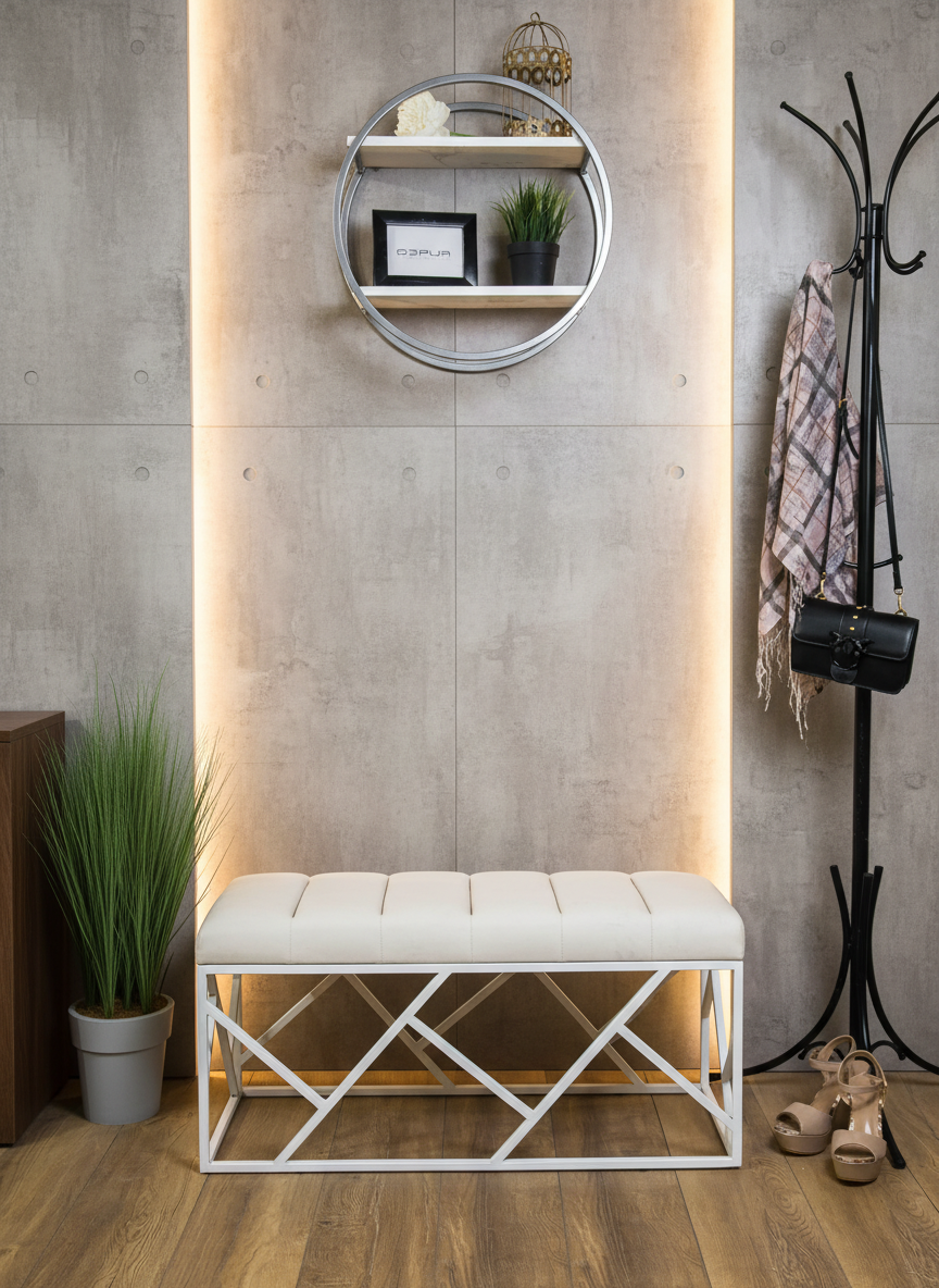 Банкетка в прихожую в стиле лофт, подставка для ног, мебель для сиденья