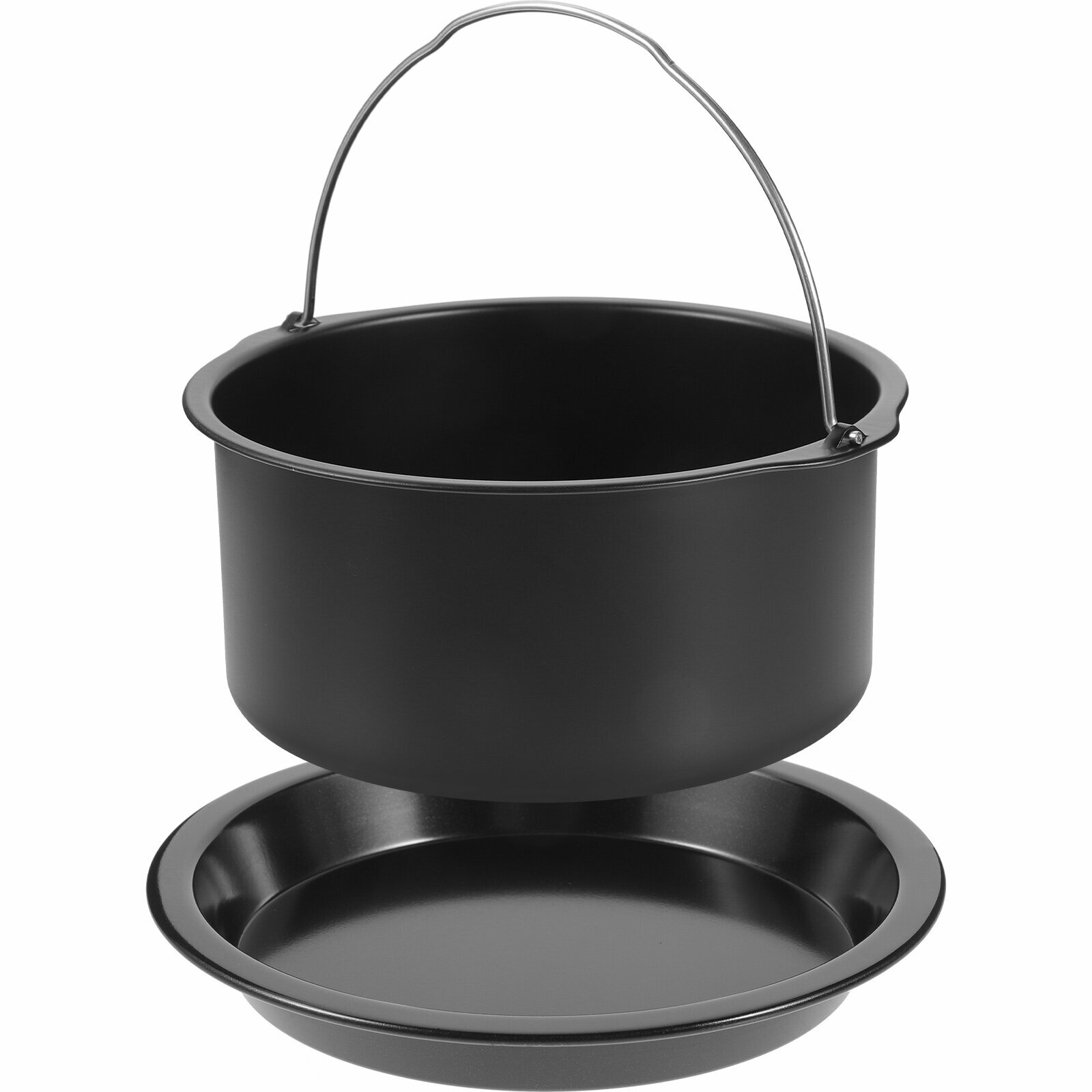 Противень Для Аэрогриля, 1 Комплект, Противопригарное Покрытие, Из Нержавеющей Стали, Многоразовый, Для Выпечки, Круглый, 16.30X16.30X2.00 См