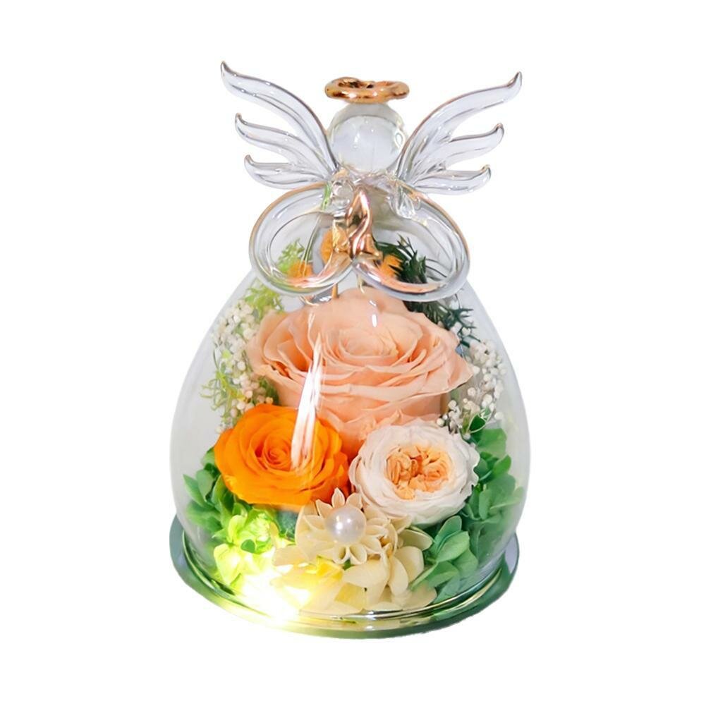 Хрустальный цветок "Ангел", засушенная роза, подарок на 8 марта, годовщину, свадьбу, день рождения
