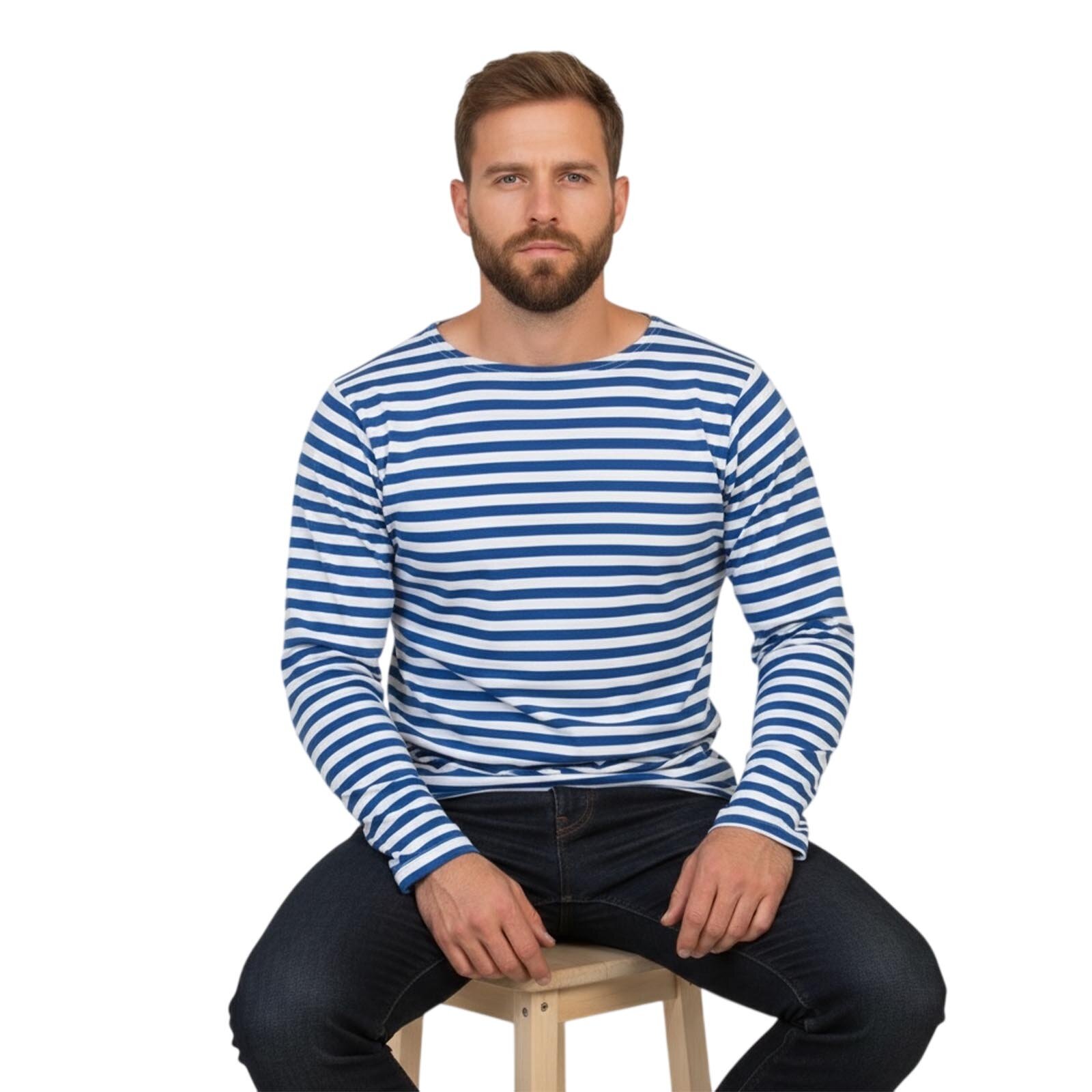 Уставная тельняшка ВДВ, голубая полоска, хлопок 100%, размер RUS 48-50