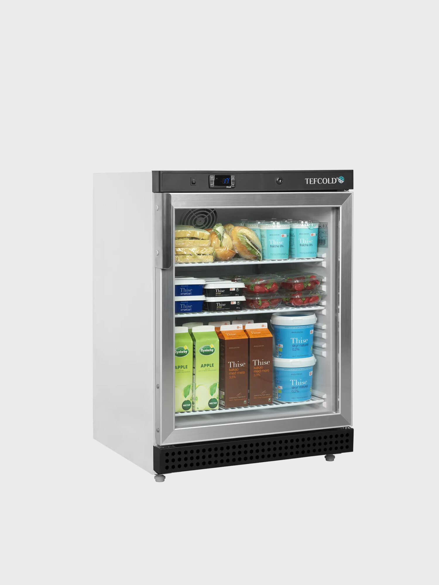 Холодильный шкаф со стеклом TEFCOLD UR200G, 119 л, 600x585x855 мм, мини холодильник, 0.105 кВт