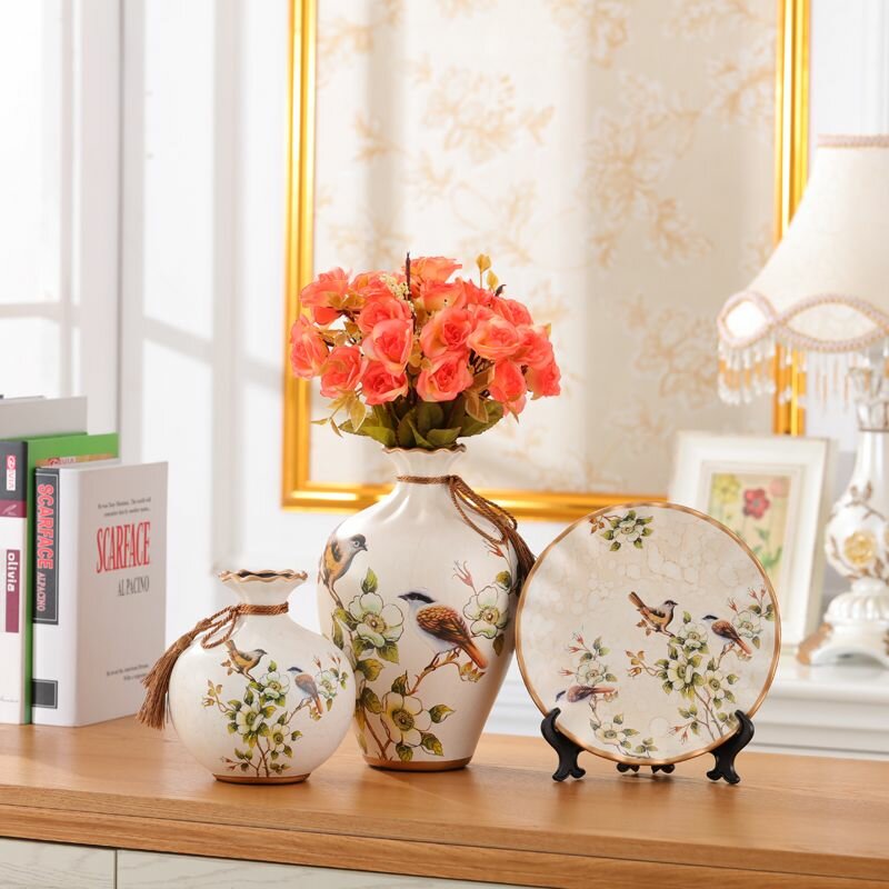 Набор из трех керамических ваз, украшение для гостиной, тумбы под телевизор, креативный декор, ваза для прихожей, свадебный подарок.