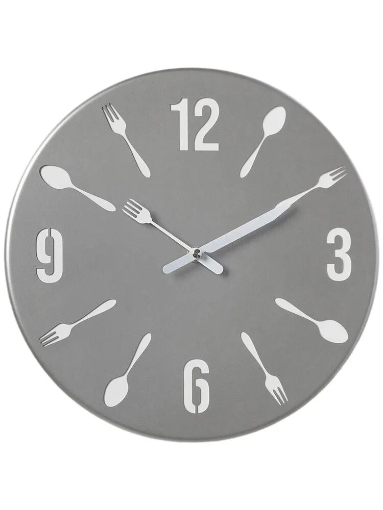 Часы настенные 3233-004 металл серебро + белый "Кухня"