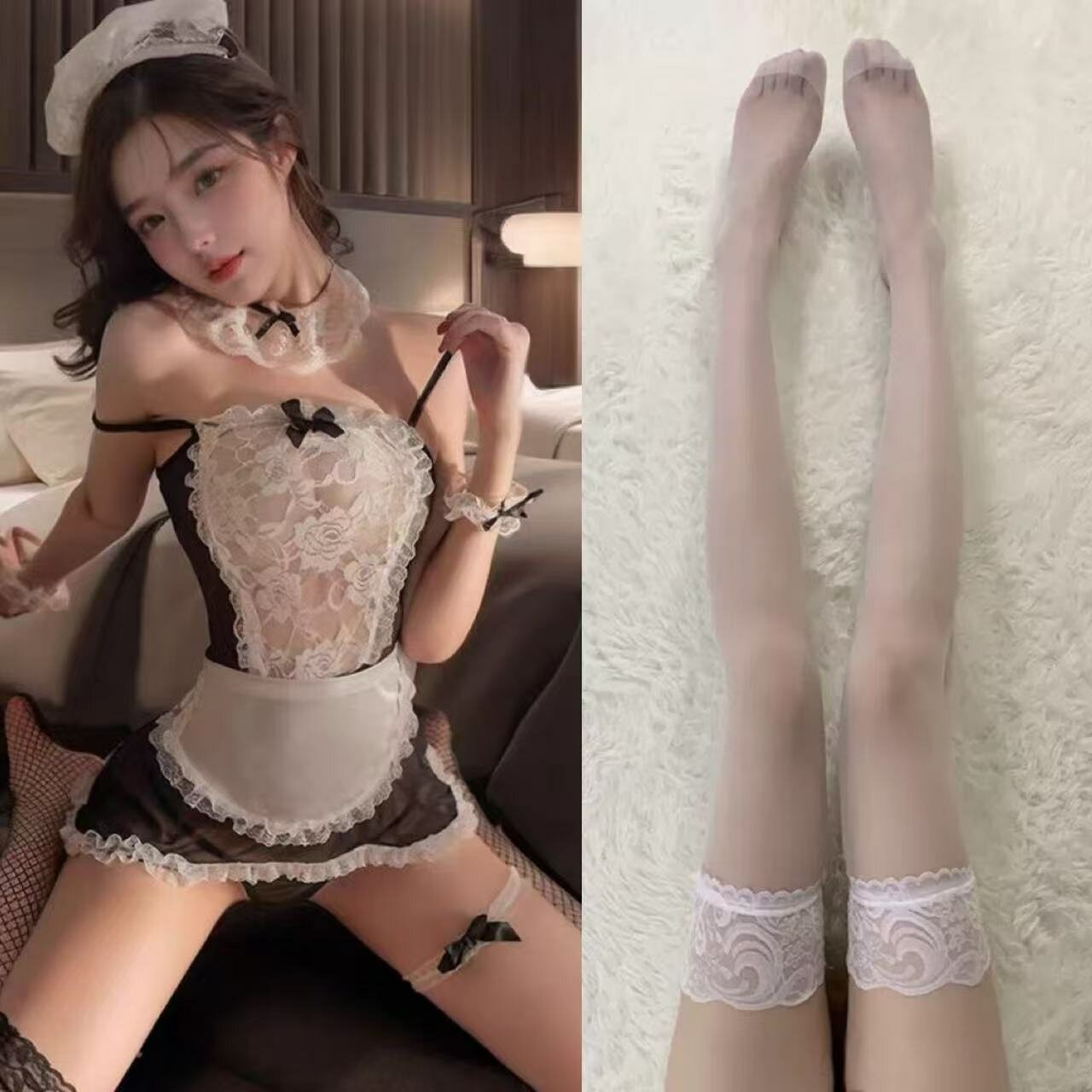 Сексуальное нижнее белье из уезда Гуаньюнь, соблазнительные костюмы горничных, чулки с открытым шаговым швом, легко снимаемые чулки, оптовая продажа и дропшиппинг.
