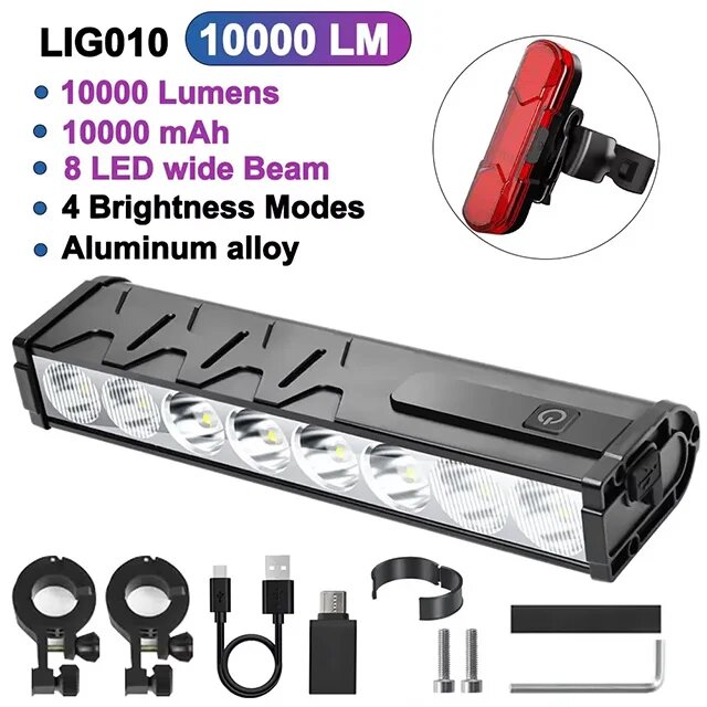 NEWBOLER Велофонарь Передний 10000Lm Алюминиевый 10000ML-3052