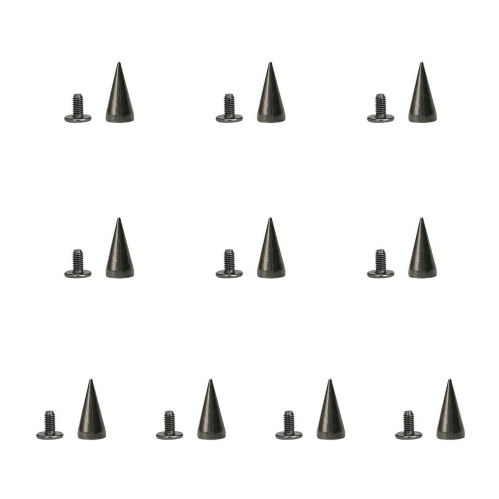 Готические шипы из сплава, 10 шт, пистолет черный - 7 заостренный конус 7x14.