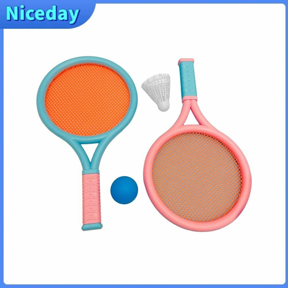 Детская ракетка для бадминтона, 2 ракетки, 2 мяча, синий, розовый