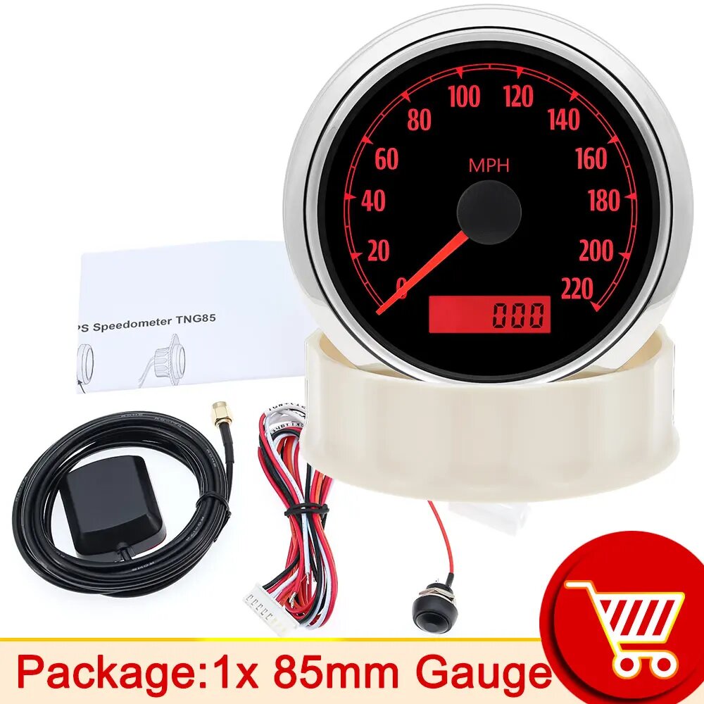 85 мм GPS Спидометр Moto 220 км/ч 220 миль/ч водонепроницаемый IP66 измеритель скорости GPS антенна сенсор набор для мотоцикла Harley 9-32 в black 220MPH