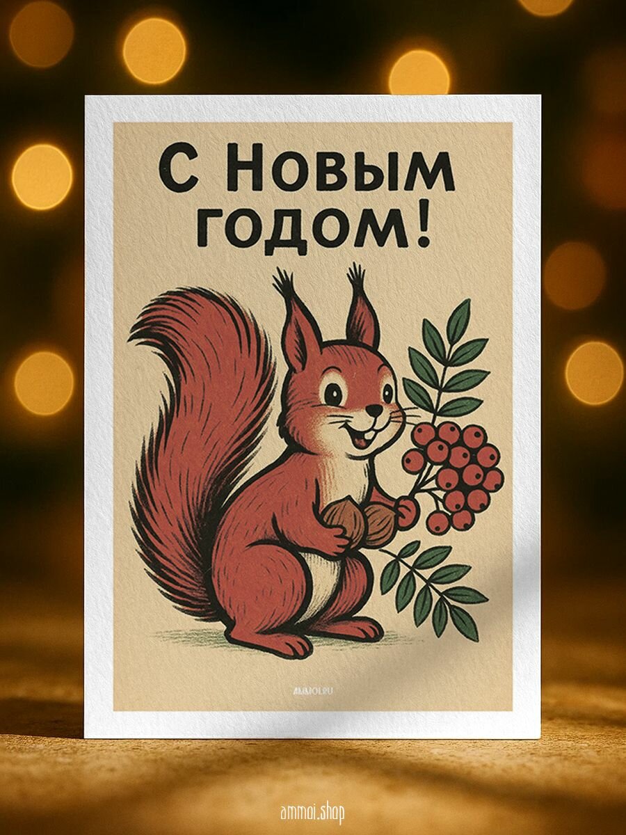 Авторская открытка Am.moi С Новым годом 14,8 10,5 см (А6) с конвертом, фотобумага 300 г/м