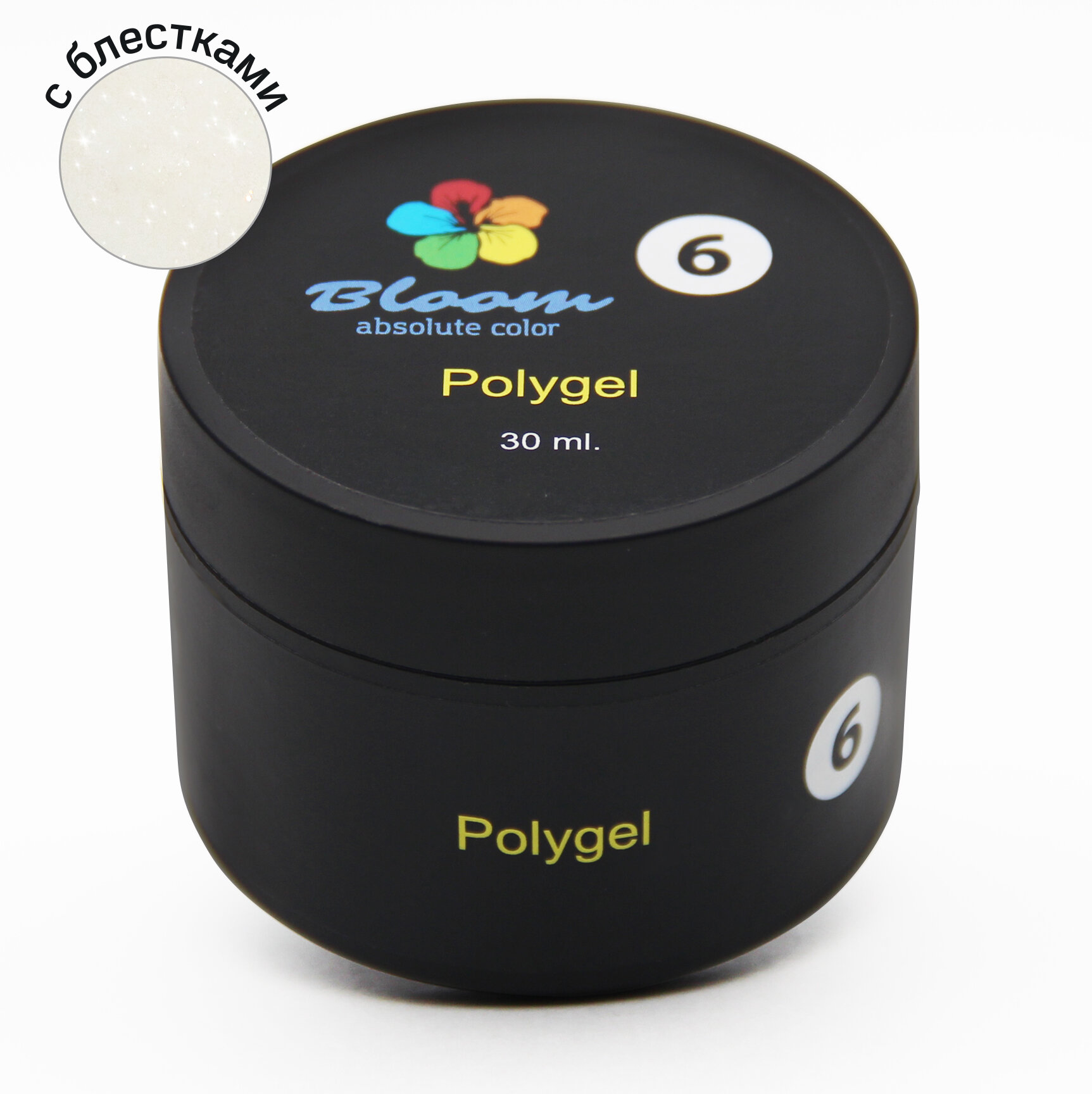 Полигель №8 искрящийся-розовый с блестками 30 мл Bloom для наращивания ногтей