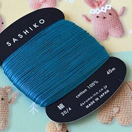 Японская нить Sashiko Yokota, синий, 40м, 20/4