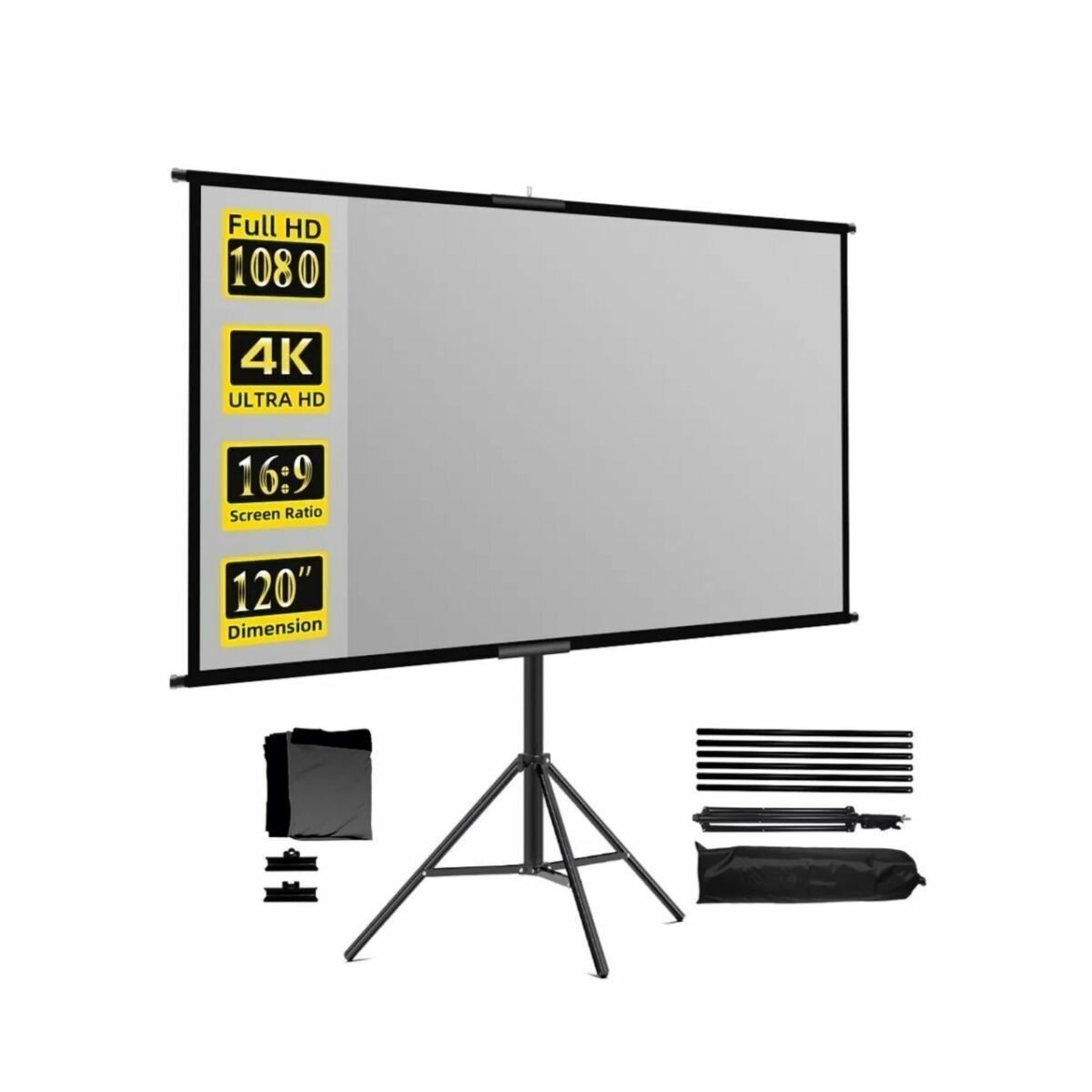 Эксклюзивный отражающий экран VEIDADZ 60 дюймов для проектора на одиночном штативе-. Fate