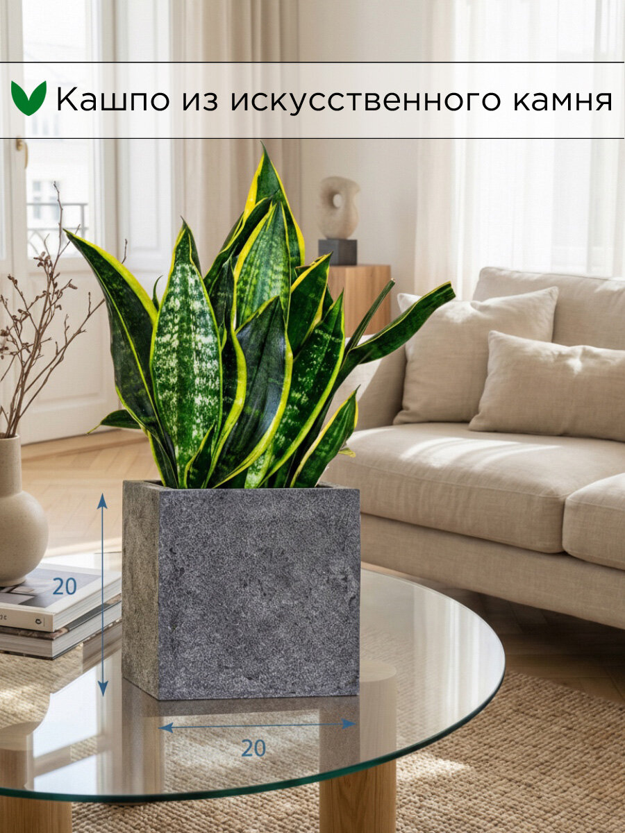 Кашпо / горшок для цветов Evabrick Cube 5 л полимербетон серый