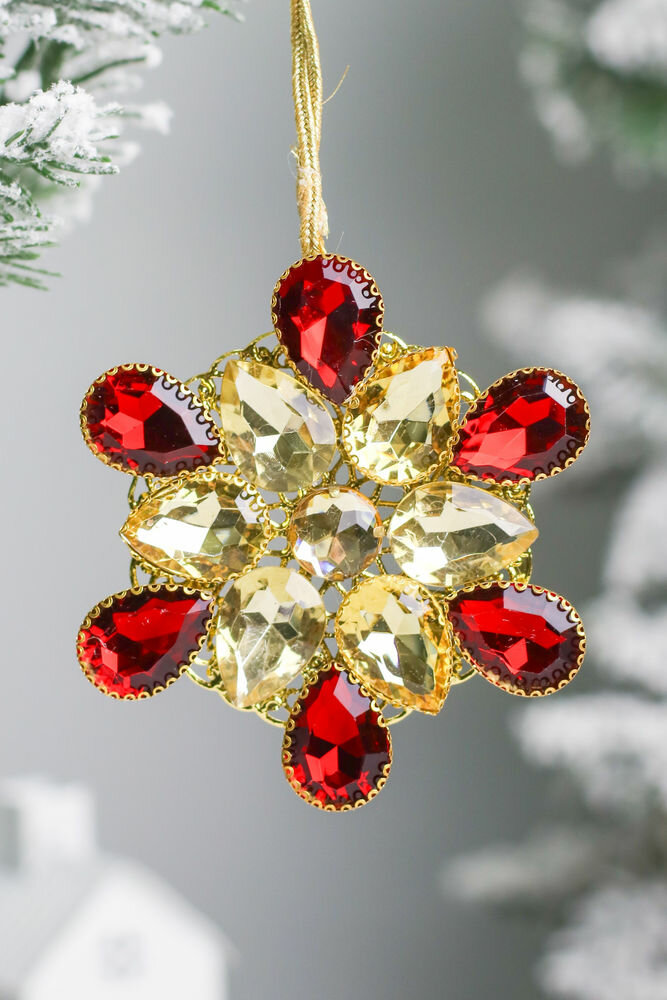 Ёлочное украшение драгоценности зимы: снежинка-янтарь, акрил, 10 см, Edelman 1146850