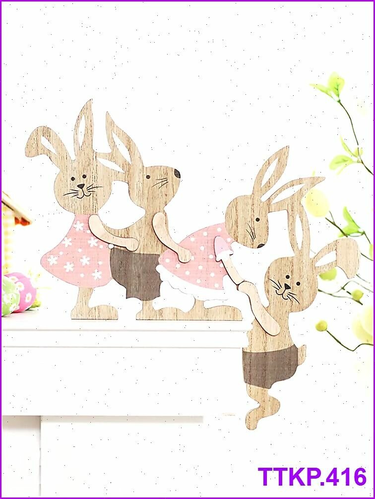 Расписной деревянный кролик, декор для дверной рамы, пасхальное украшение, подвесная фигурка ручной работы,1 шт.