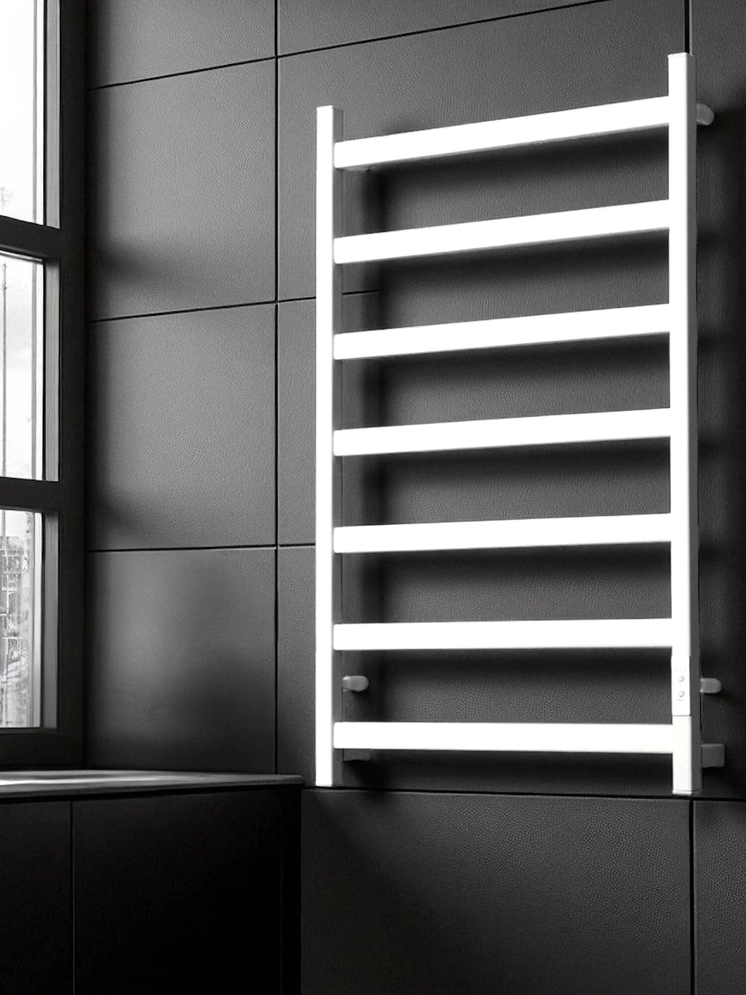 Полотенцесушитель электрический Тругор 500мм 800мм белый форма лесенка 6 перекладин универсальное подключение