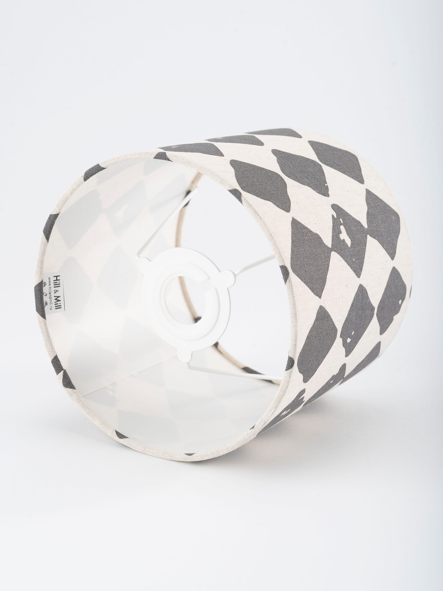 Абажур для настольной лампы, лён "Ромбы серые", цилиндр 170