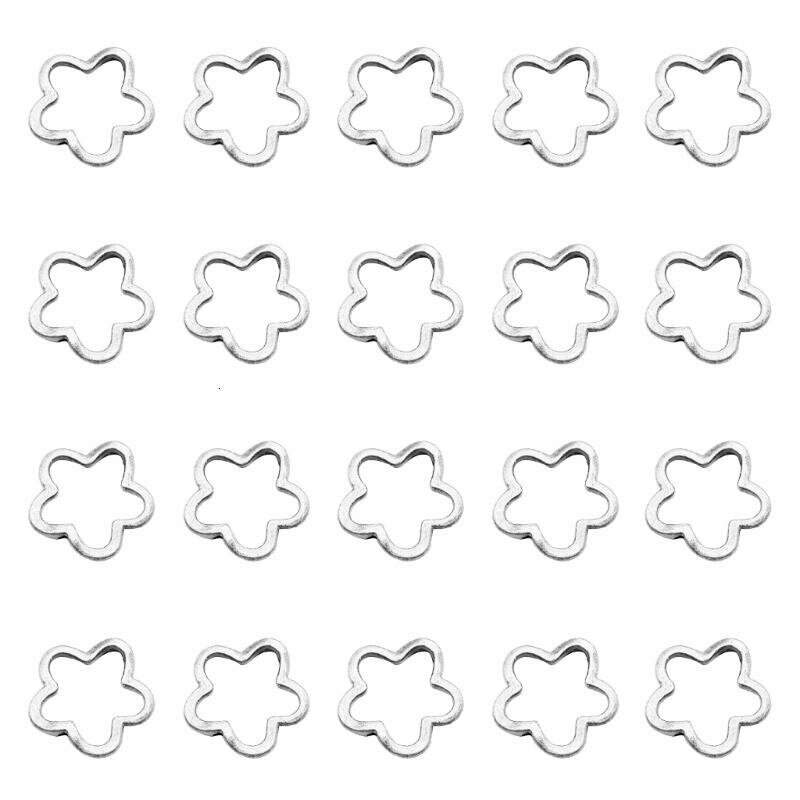 Бусины-подвески в виде цветов, 20 шт, старинное серебро