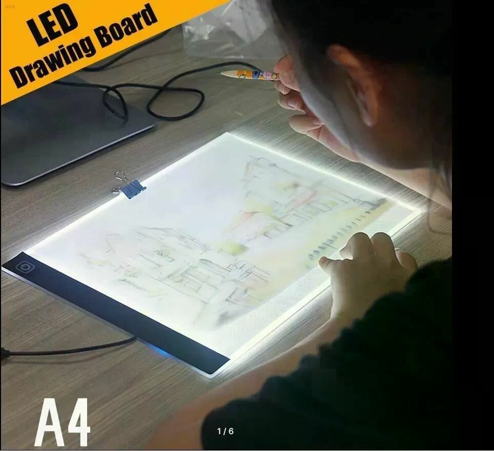 Графический планшет для рисования и копирования с LED подсветкой, А4