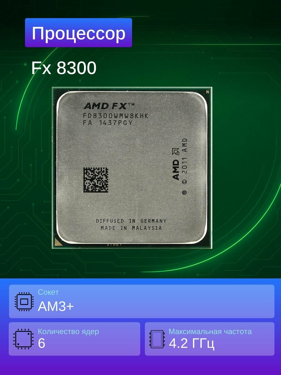 Процессор AMD FX-8300, 8 ядер, 3.3 ГГц, Socket AM3+, OEM.