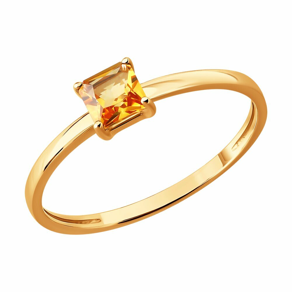 Кольцо, красное золото, 585 проба, цитрин