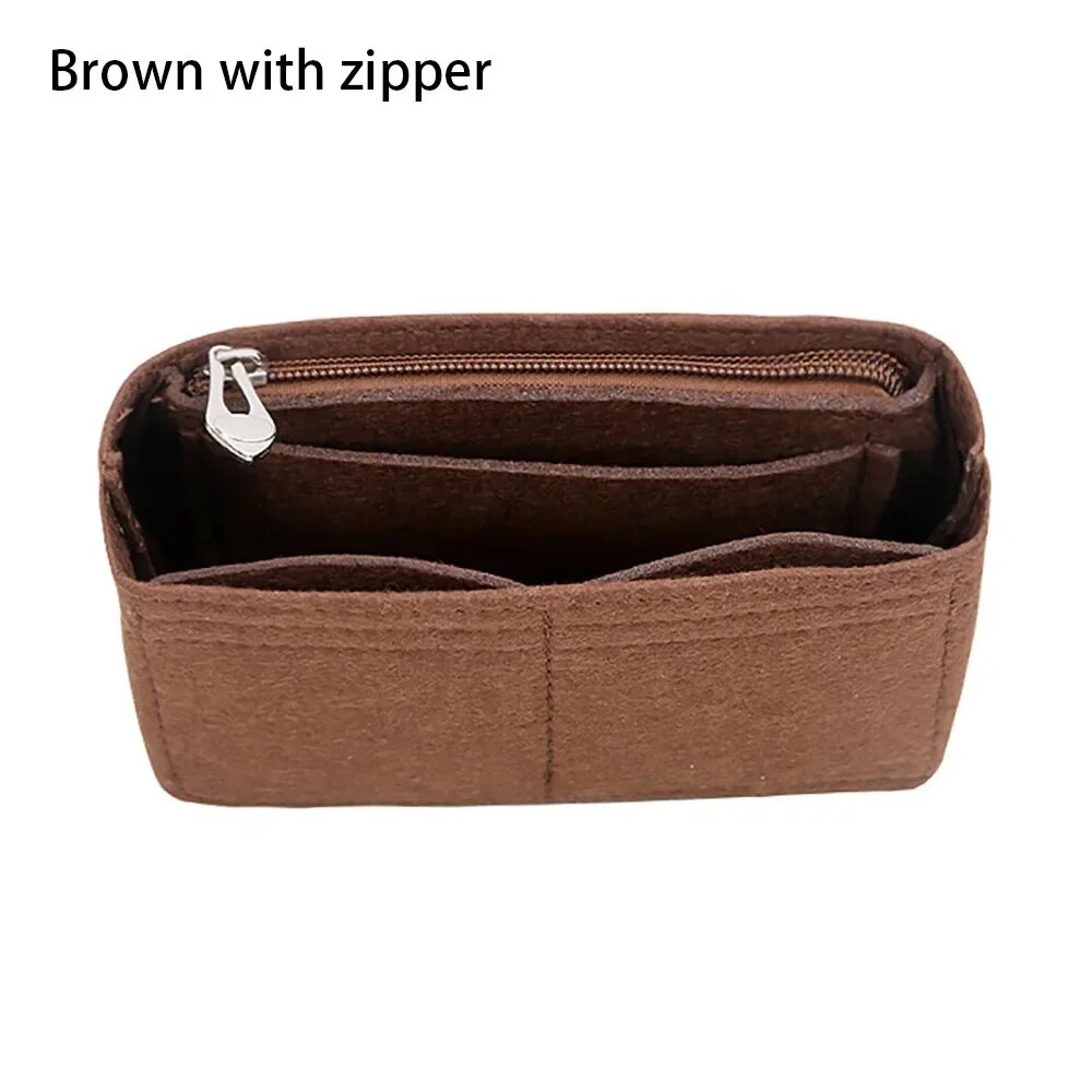 Фетровый органайзер для сумки Longchamp, коричневый с молнией