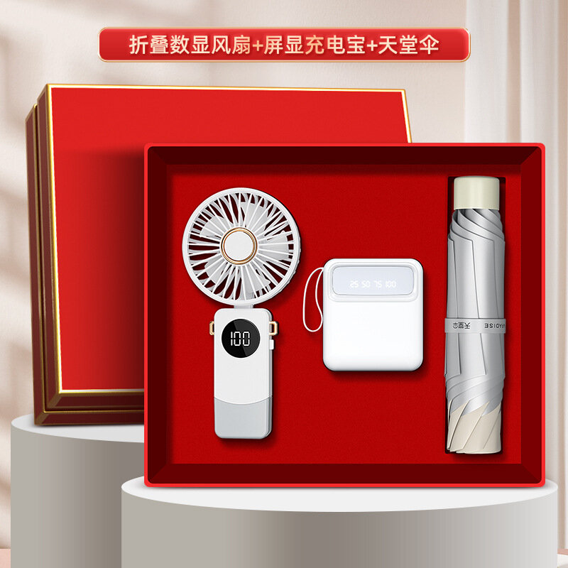 Бизнес-подарок: набор массажера для шеи Konka, фена и термоса, корпоративный подарок для клиентов с индивидуальным логотипом