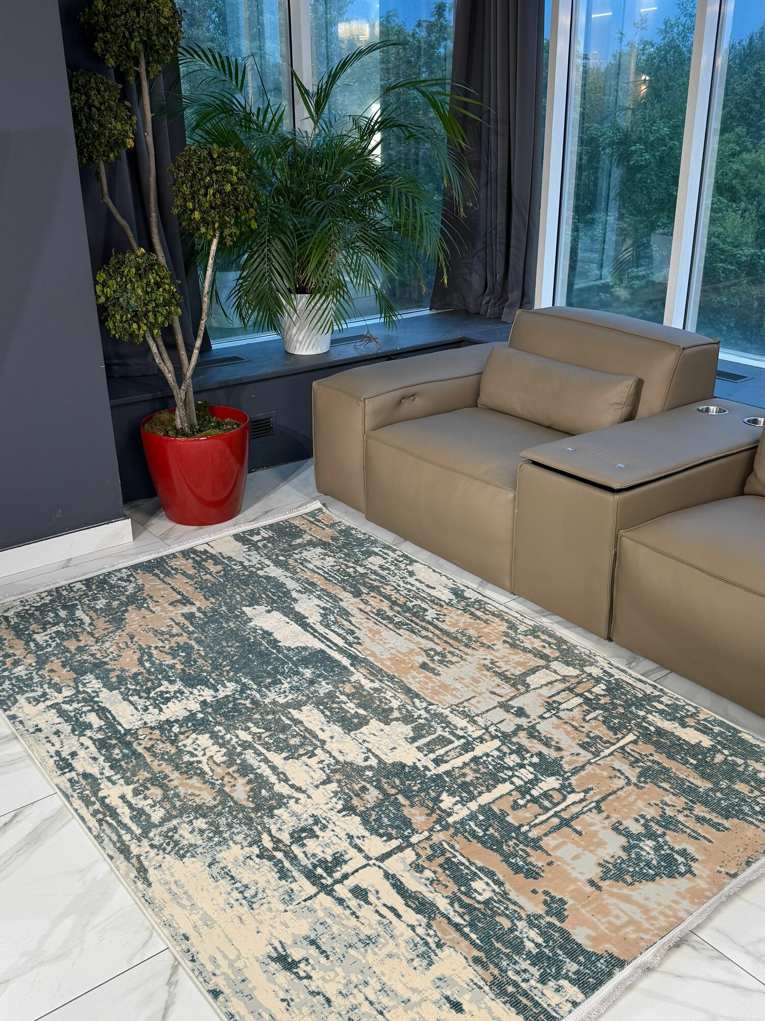 Ковер прямоугольный высокоплотный натуральный PREMIUM-коллекции иранский дизайнерский 2,5 х 3,5 м, шёлк и хлопок, шёлковый блеск, размер 250 на 350 см высокого качества