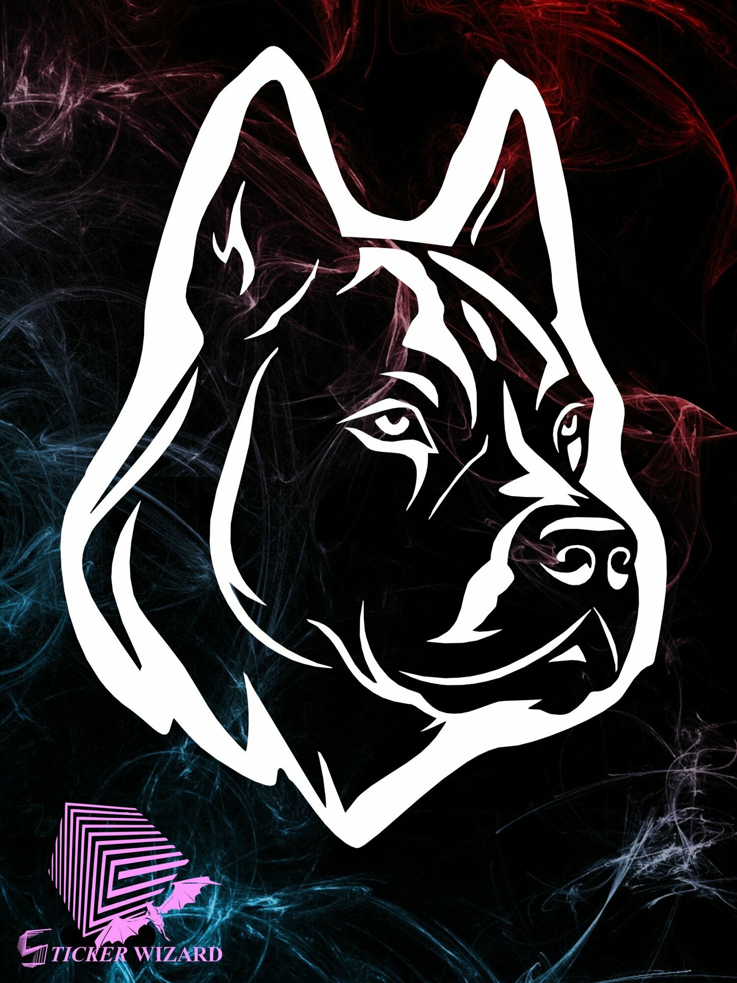 Наклейка виниловая на прозрачной основе (белая) "собака Питбультерьер"