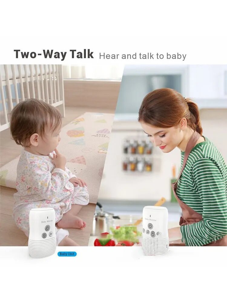 Радионяня Белый Baby Monitor с голосовой активацией, колыбельными мелодиями и ночником для спокойствия родителей — фото 1
