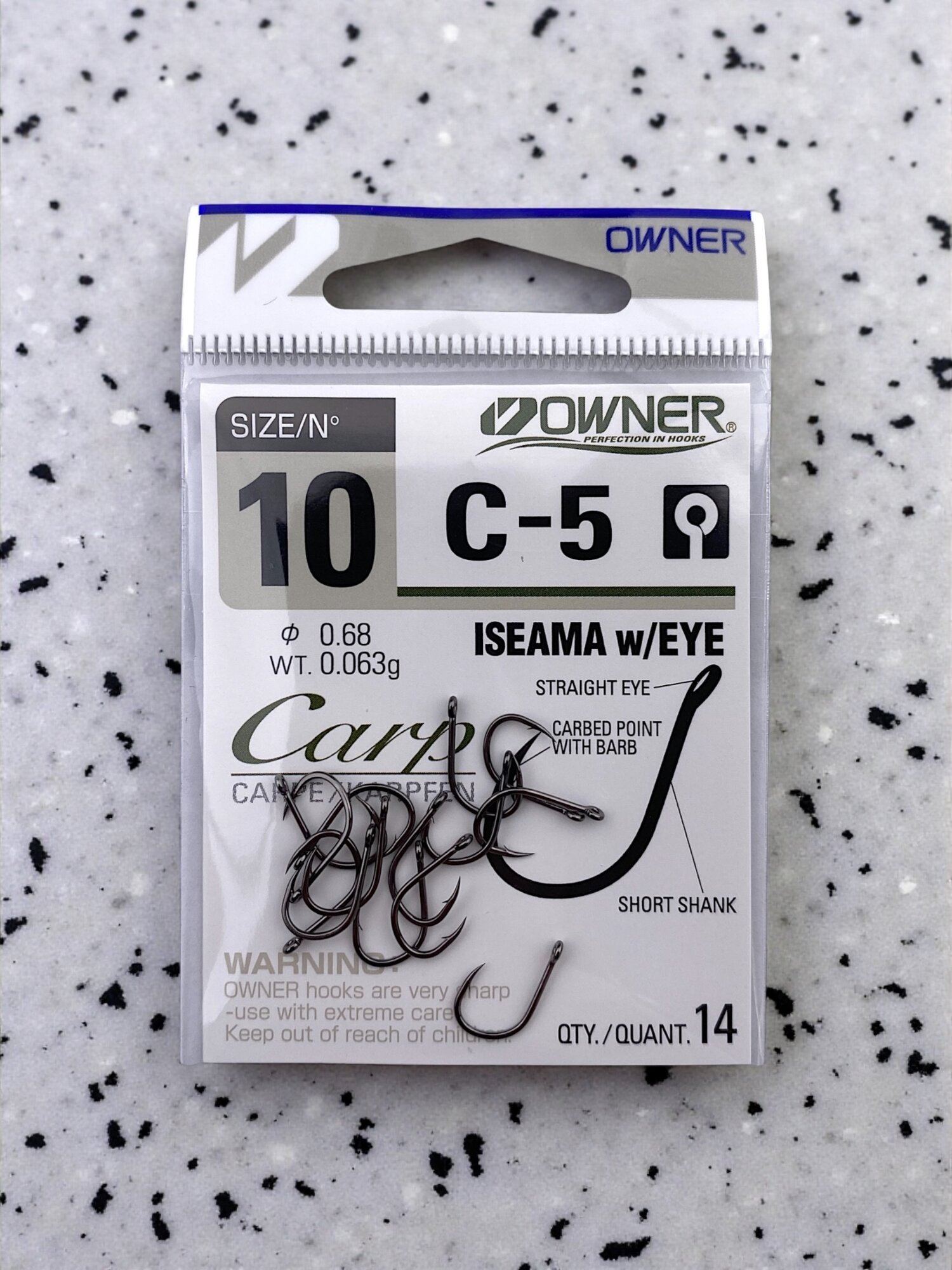 Крючок рыболовный Owner Iseama w/eye С-5 №10 0,68 мм, набор 14 шт.