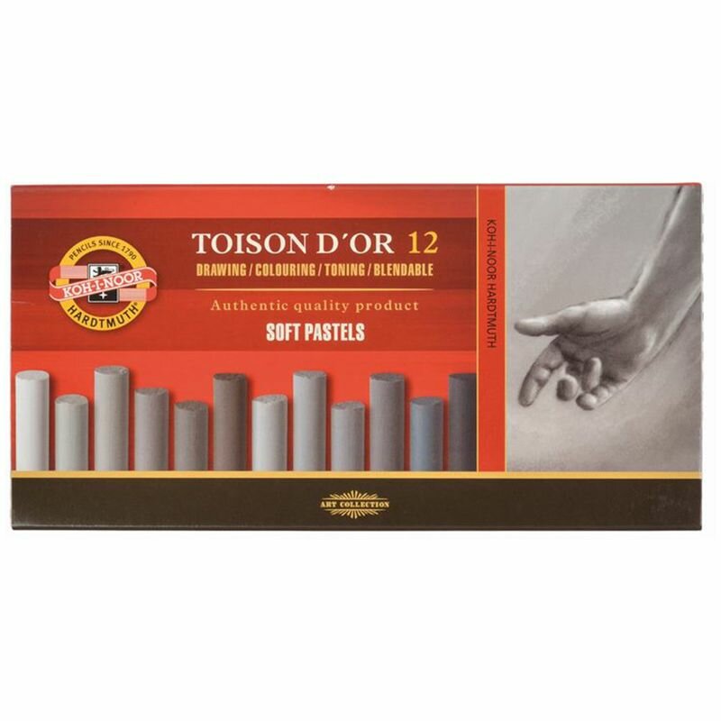 Пастель художественная Koh-I-Noor "Toison Dor Soft 8592 Grey line", 12 цветов, картон. упаковка