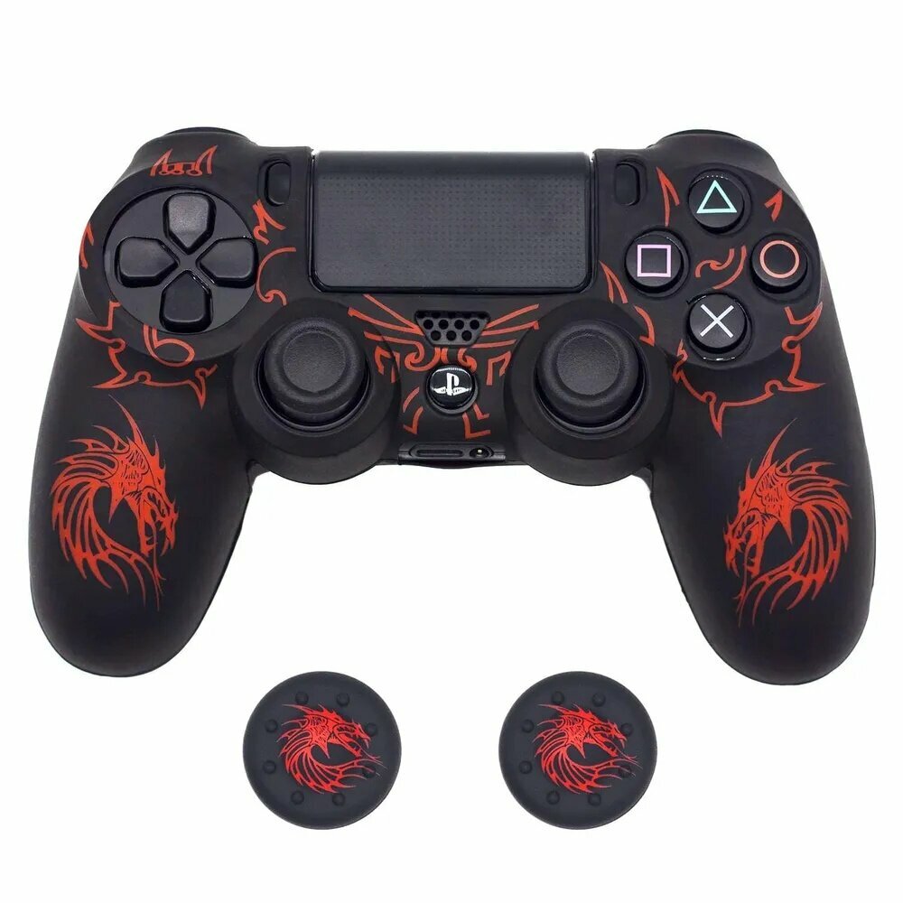 Защитная оболочка для контроллера PS4, силиконовый чехол с противоскользящей рукояткой, совместимый с PS4 Slim / Pro Wireless_Красный